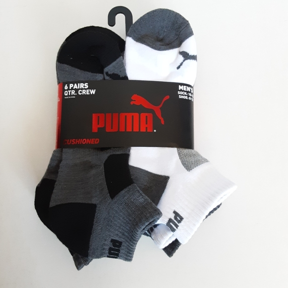 Puma | Underwear & Socks | Puma Mens 6 Pairs Quarter Crew Cushioned ...